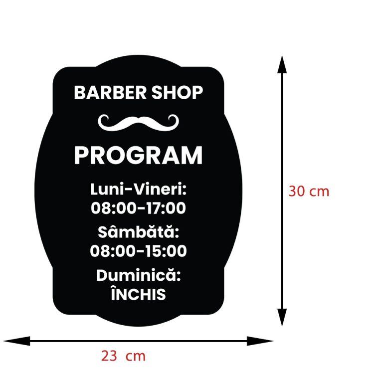 Sticker Barber Shop Program / Orar de functionare - Personalizat 23x30 ...