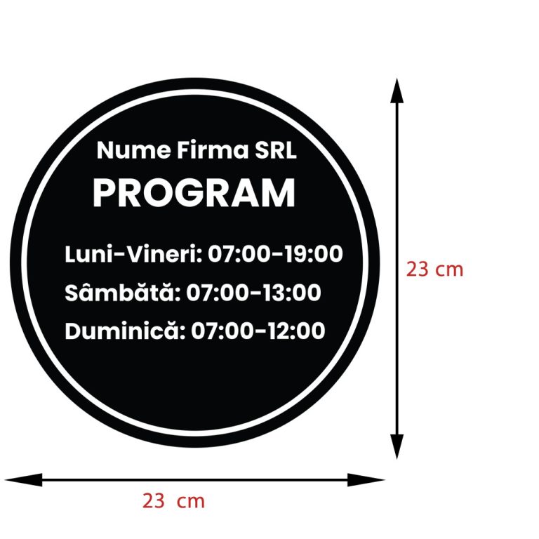 Sticker Magazin Program / Orar de functionare - Personalizat 23x30 cm ...